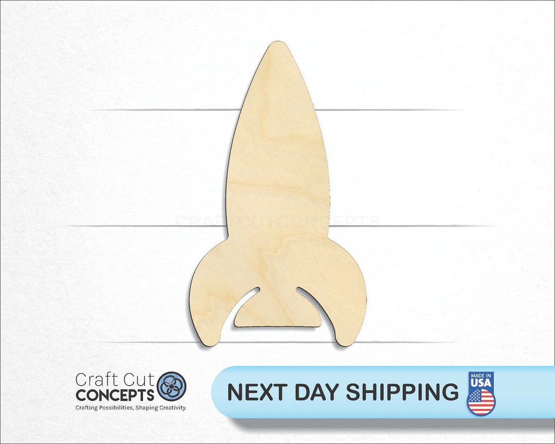Cartoon Rocket Ship - Laser Cut Unfinished Wood Cutout Craft Shapes - Etsy