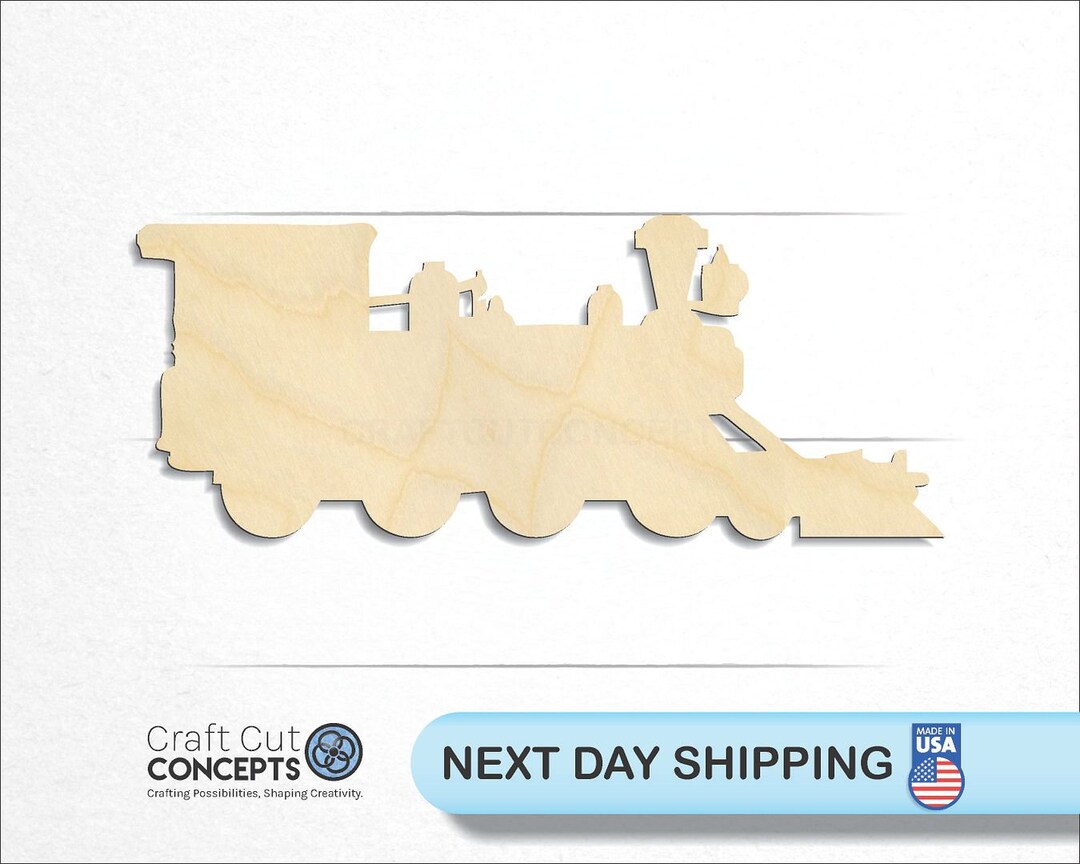 Steam Locomotive Train - Laser Cut Unfinished Wood Cutout Craft Shapes ...