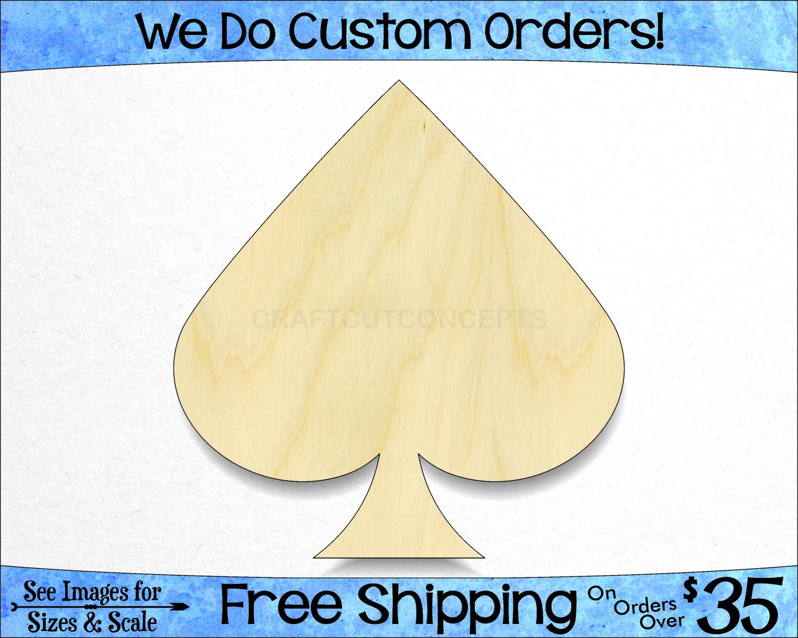 Playing Card Spade Shape Large & Small Pick Size | Etsy