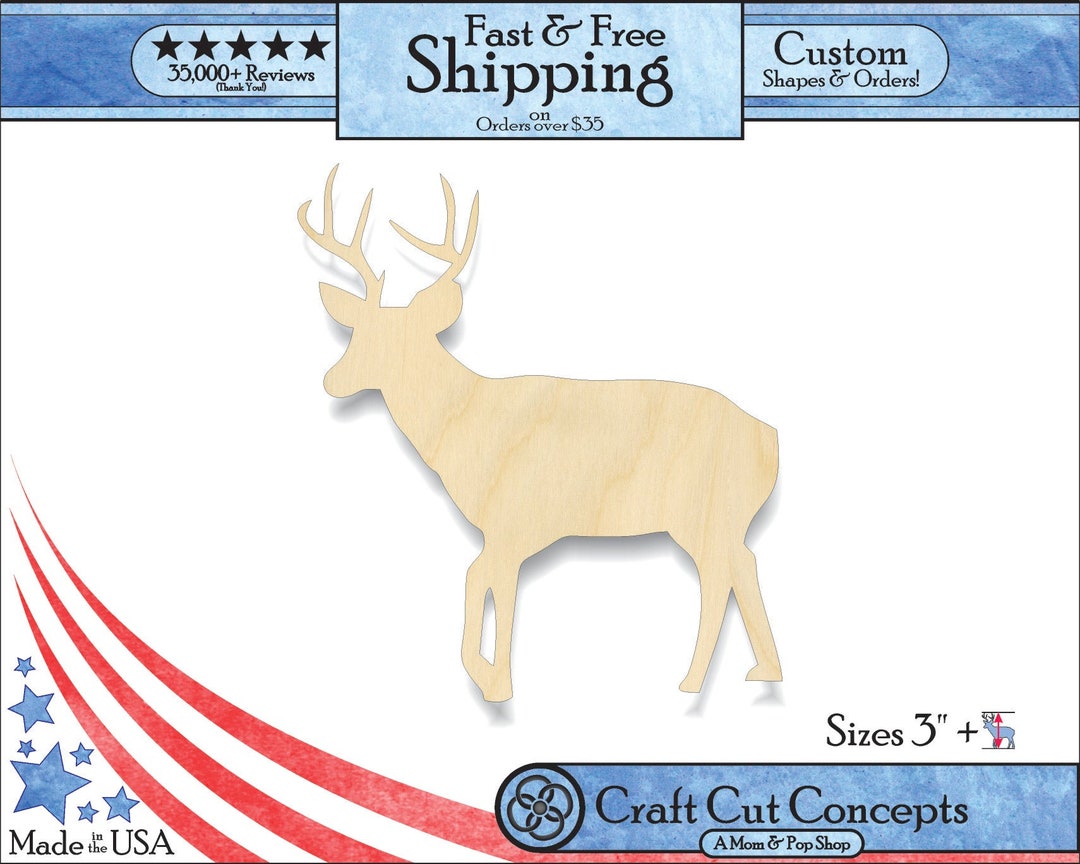 Deer With Antlers Shape Woodland Wildlife Large & Small Pick Size Laser ...