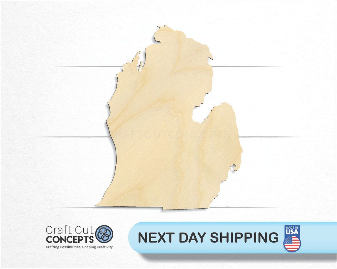 Michigan MI Lower Peninsula - Laser Cut Unfinished Wood Cutout Craft ...