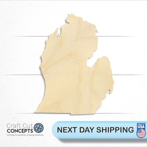 Michigan MI Lower Peninsula - Laser Cut Unfinished Wood Cutout Craft ...