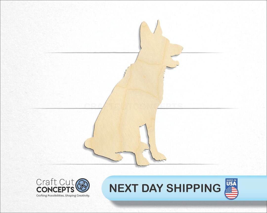 German Shepard Dog - Laser Cut Unfinished Wood Cutout Craft Shapes - Etsy
