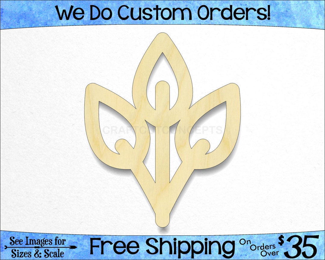 Three Leaf Branch Large & Small Pick Size Laser Cut Wood - Etsy