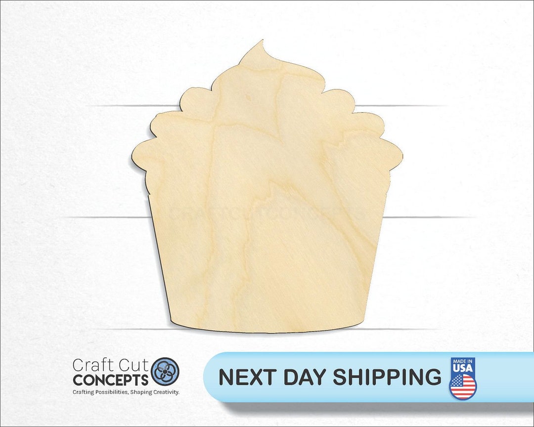 Cupcake Shape - Laser Cut Unfinished Wood Cutout Craft Shapes - Etsy