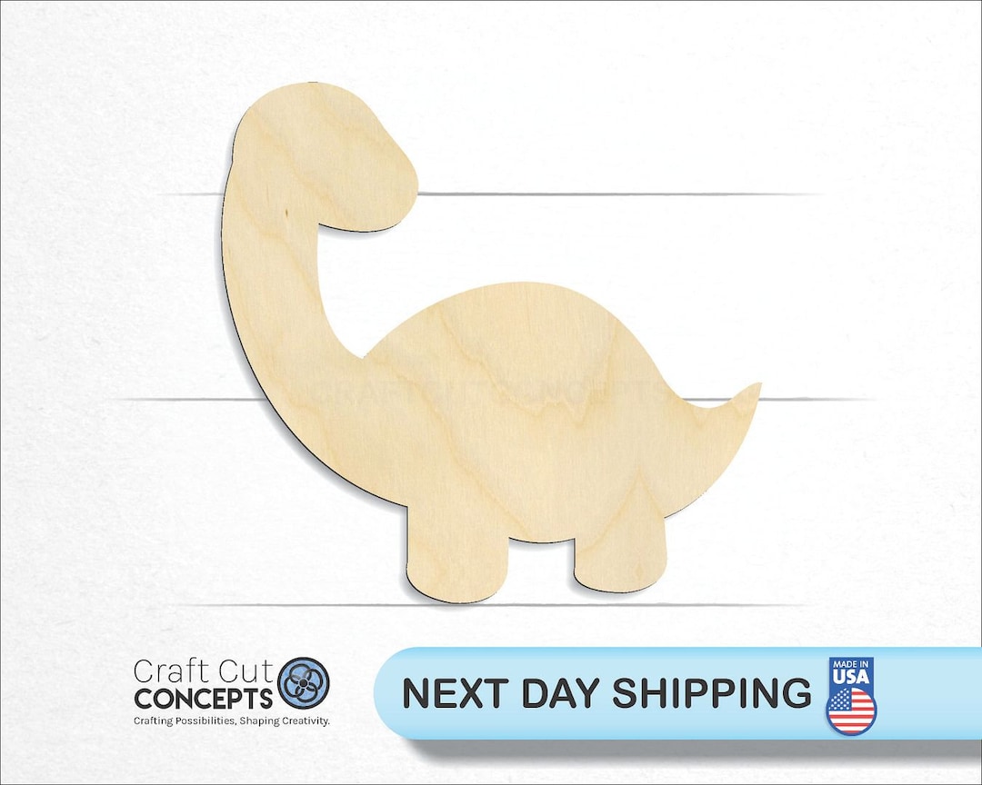 Baby Dinosaur Brontosaurus - Laser Cut Unfinished Wood Cutout Craft ...