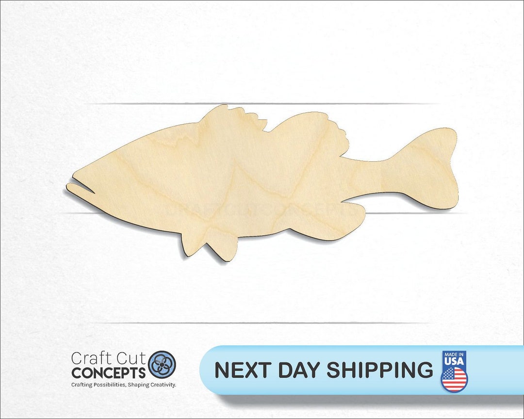 Bass Fish - Laser Cut Unfinished Wood Cutout Craft Shapes - Etsy