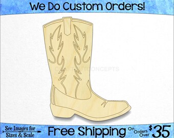 Cowboy Boot Laser Cut Out Unfinished Wood Shape Craft Supply - Etsy