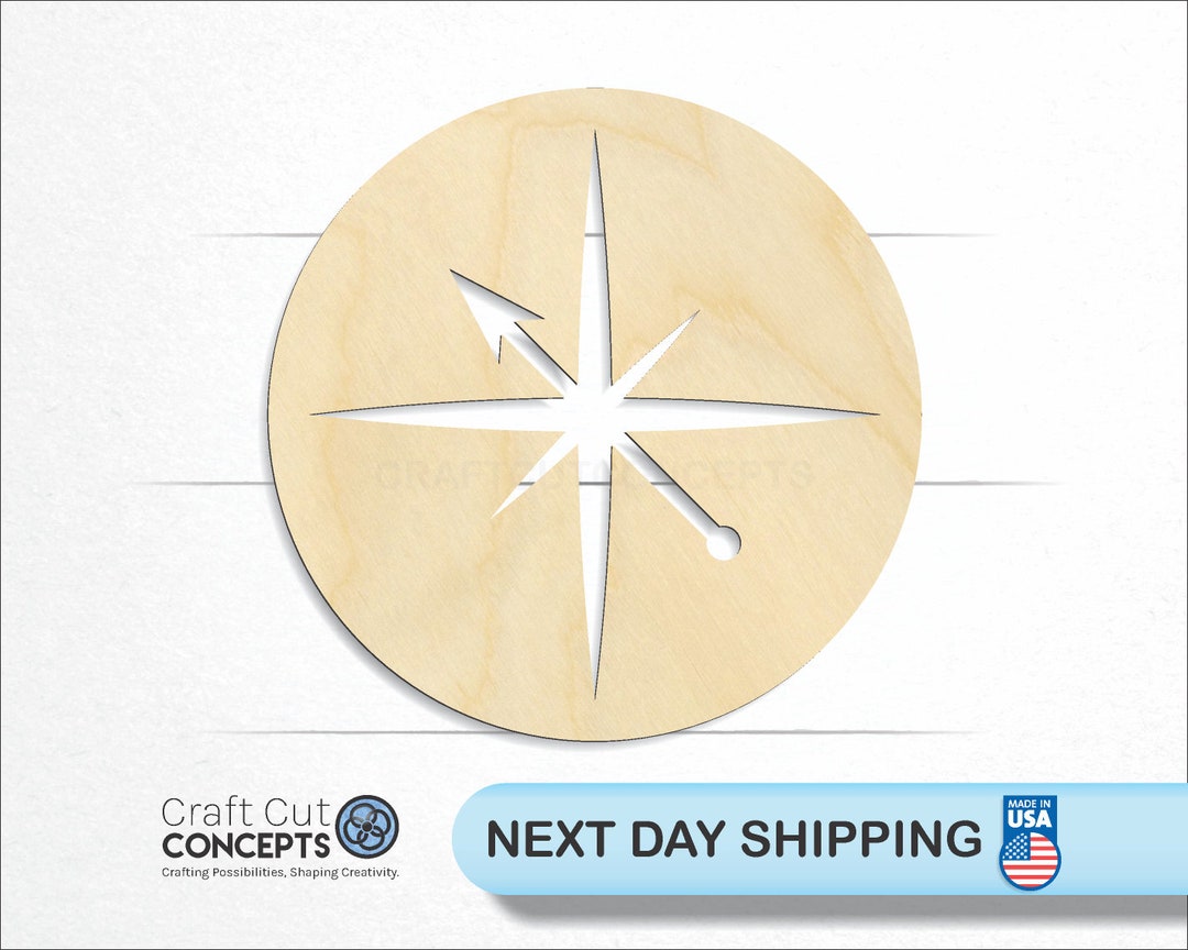 Compass Shape - Laser Cut Unfinished Wood Cutout Craft Shapes - Etsy