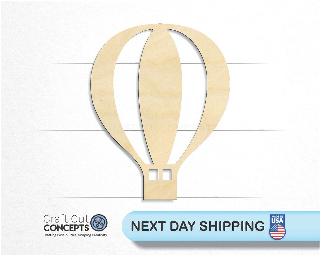 Stripped Hot Air Balloon - Laser Cut Unfinished Wood Cutout Craft ...