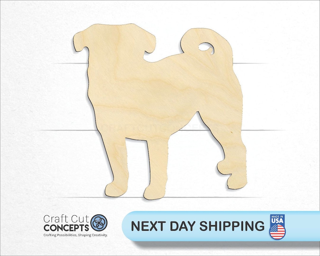 Pug - Laser Cut Unfinished Wood Cutout Craft Shapes - Etsy