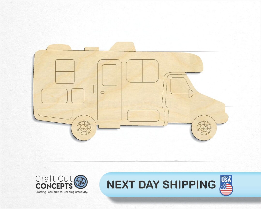 RV Camper - Laser Cut Unfinished Wood Cutout Craft Shapes - Etsy