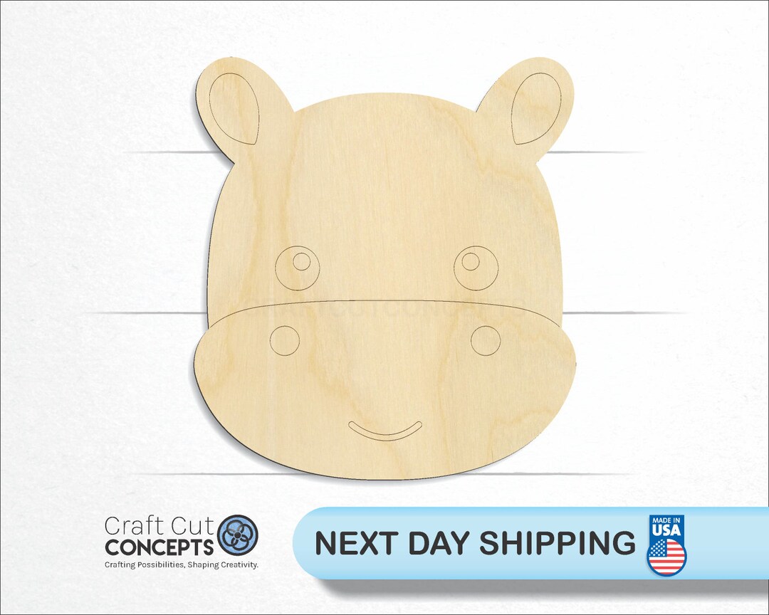 Cute Baby Hippo Head - Laser Cut Unfinished Wood Cutout Craft Shapes - Etsy