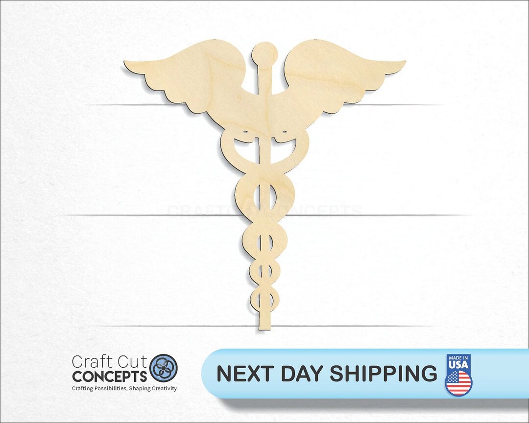 Caduceus Medical Logo - Laser Cut Unfinished Wood Cutout Craft Shapes - Etsy