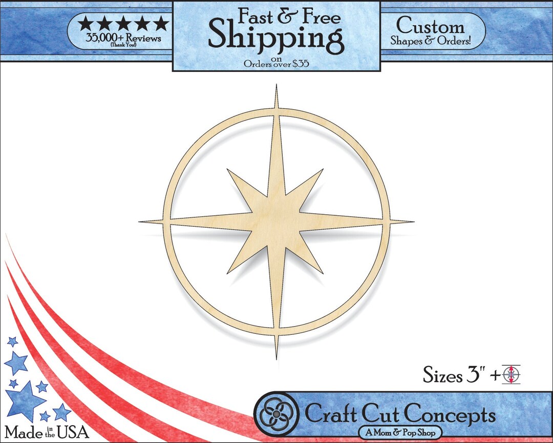 Compass Rose Pattern Star Sharp Six Point Star Large & Small pick Size ...