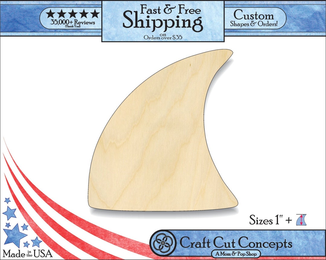 Shark Fin Shape Large & Small Pick Size Laser Cut Unfinished Wood ...