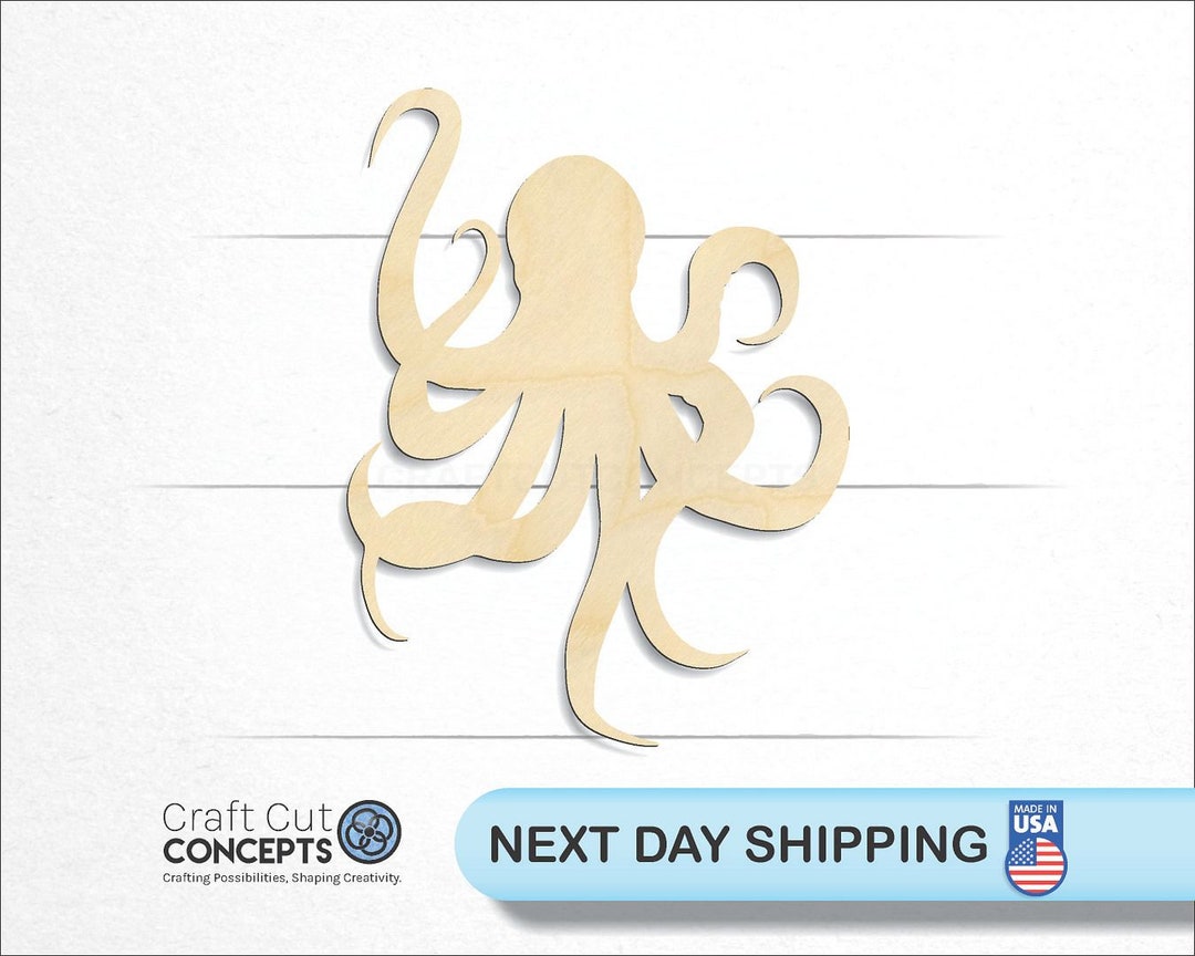 Octopus - Laser Cut Unfinished Wood Cutout Craft Shapes - Etsy