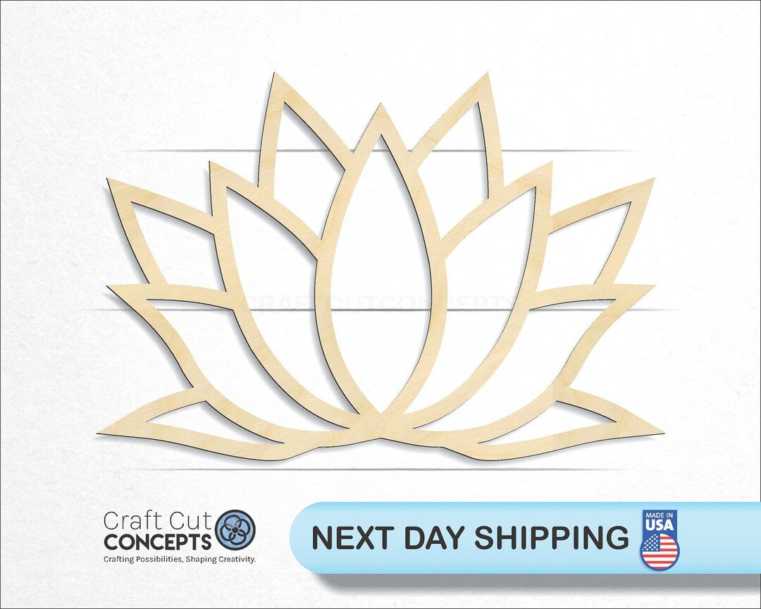 Lotus Flower Outline - Laser Cut Unfinished Wood Cutout Craft Shapes - Etsy