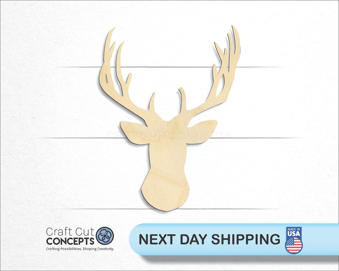 Deer Head Shape - Laser Cut Unfinished Wood Cutout Craft Shapes - Etsy