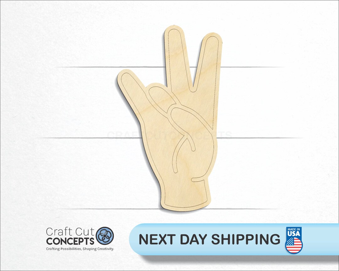 Number 7 Sign Language ASL Cutout - Laser Cut Unfinished Wood Shapes ...