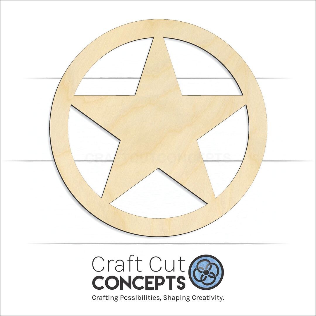 Circled Star Pentacle - Laser Cut Unfinished Wood Cutout Craft Shapes ...