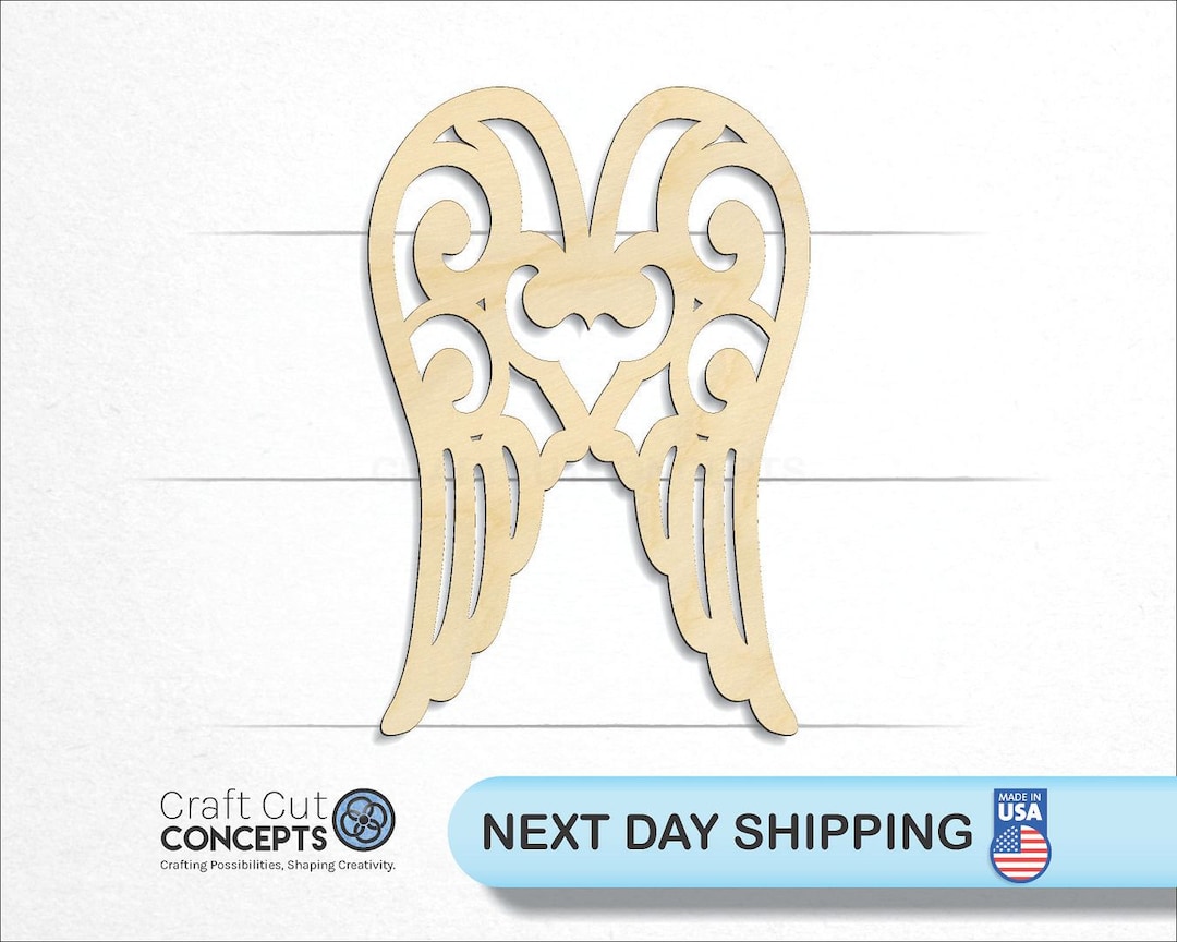 Filigree Angel Wings - Laser Cut Unfinished Wood Cutout Craft Shapes - Etsy