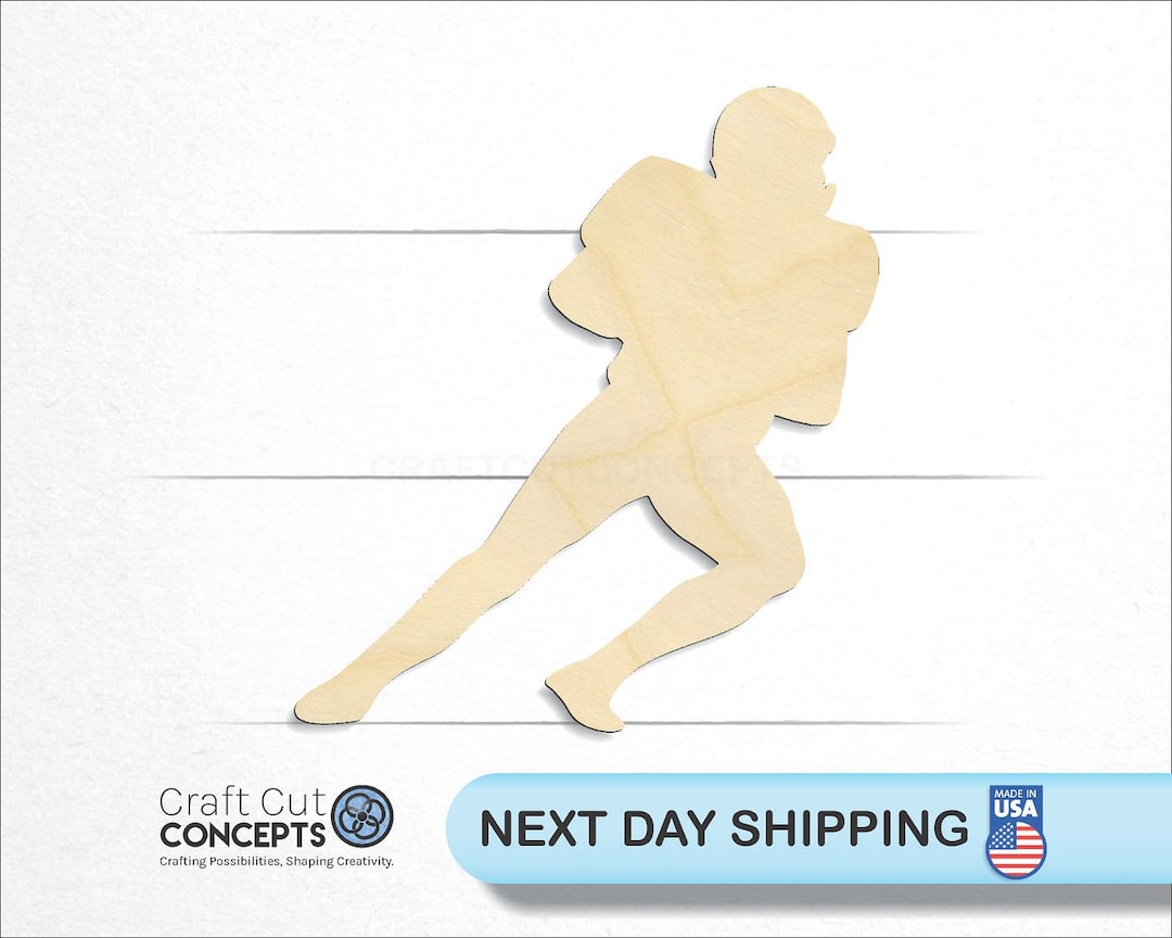 Football Quarterback Player Silhouette - Laser Cut Unfinished Wood ...