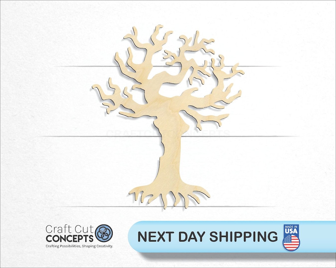 Spooky Halloween Tree - Laser Cut Unfinished Wood Cutout Craft Shapes ...