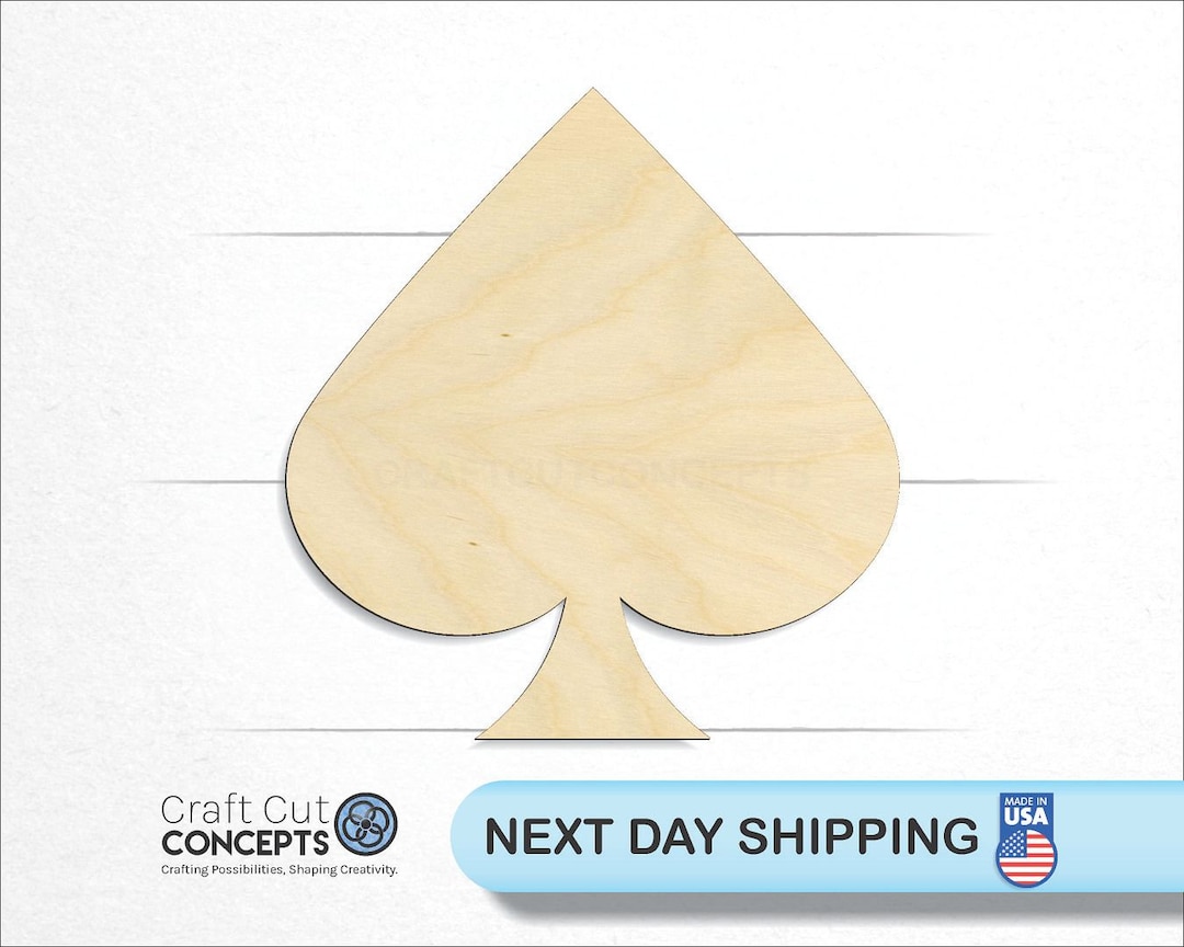Playing Card Spade - Laser Cut Unfinished Wood Cutout Craft Shapes - Etsy