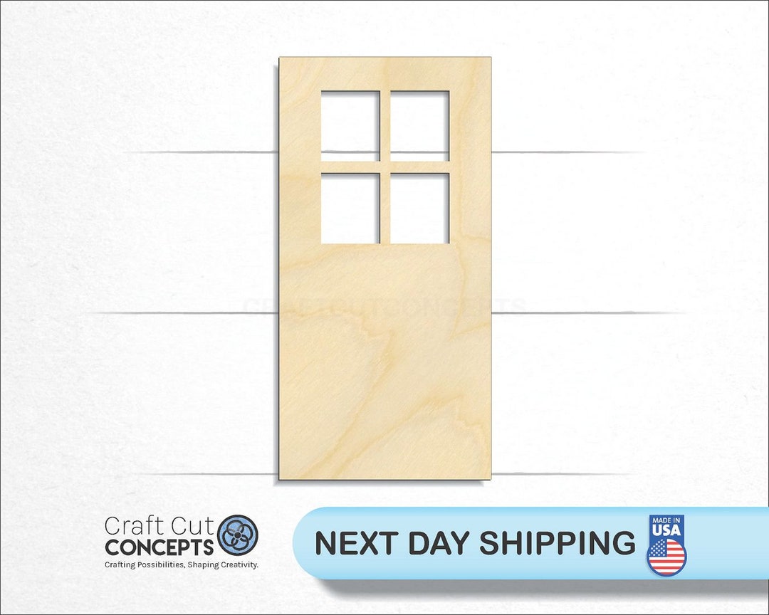 Door With Windows - Laser Cut Unfinished Wood Cutout Craft Shapes - Etsy