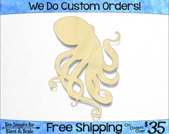Octopus Laser Cut Out Unfinished Wood Shape Craft Supply - Etsy