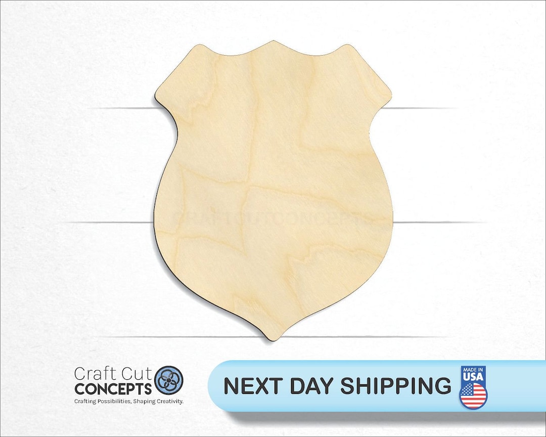 Police Badge - Laser Cut Unfinished Wood Cutout Craft Shapes - Etsy