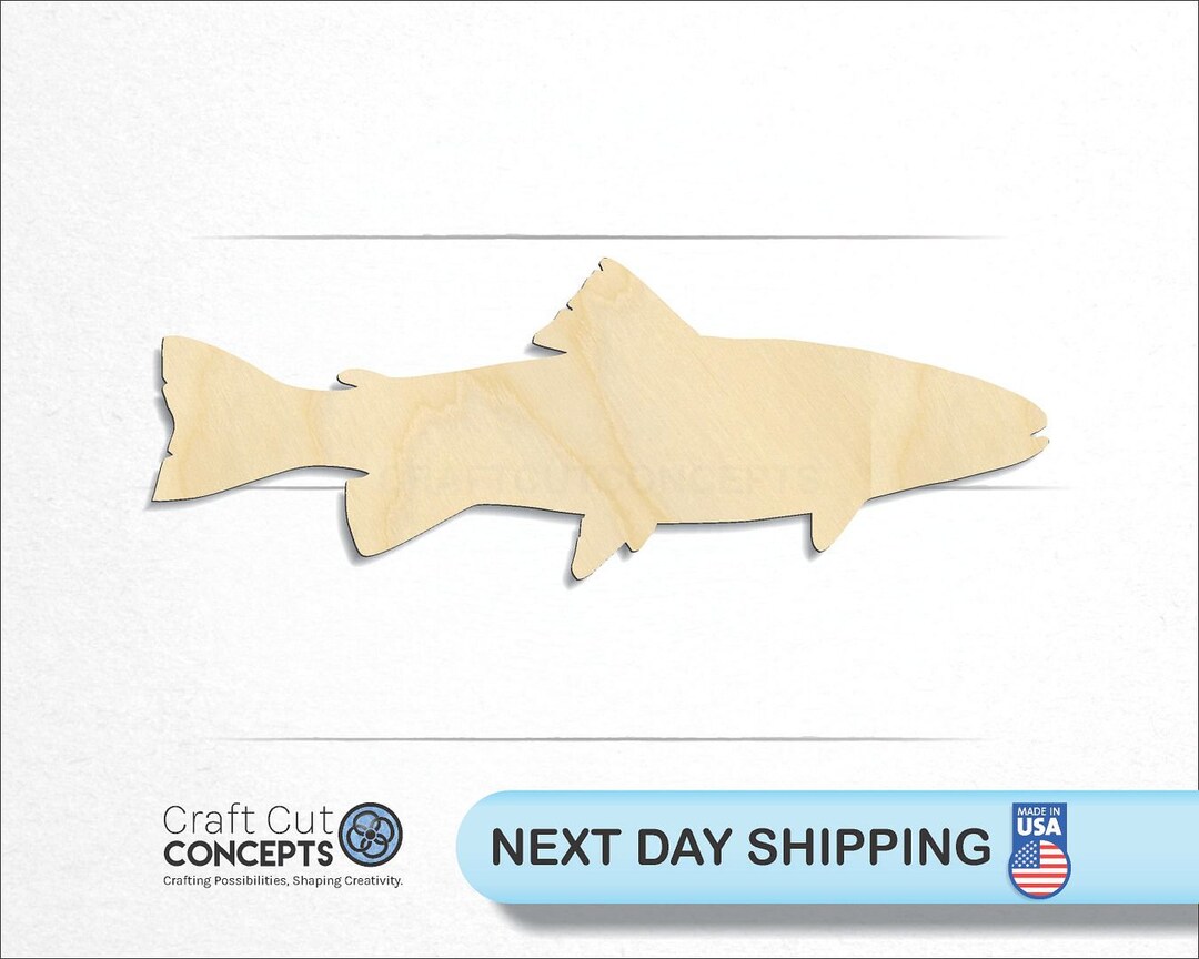 Trout Swimming Fish - Laser Cut Unfinished Wood Cutout Craft Shapes - Etsy