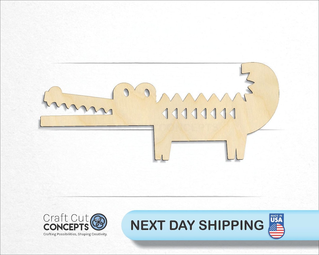 Cute Alligator - Laser Cut Unfinished Wood Cutout Craft Shapes - Etsy