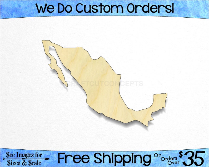 Mexico Country Cutout Large & Small Pick Size Laser Cut - Etsy