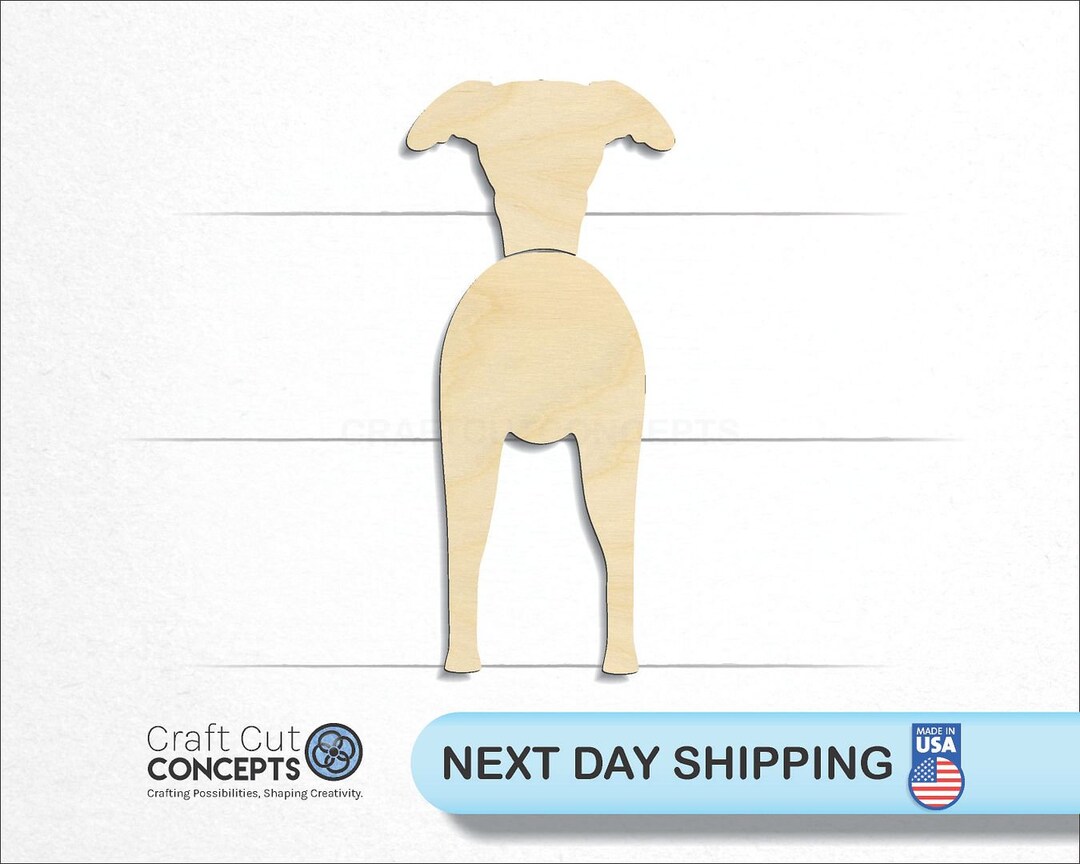 Whippet Dog Front Back Silhouette - Laser Cut Unfinished Wood Cutout ...