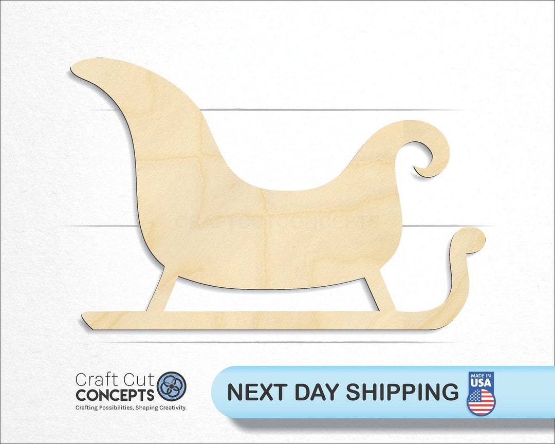 Santa Sleigh - Laser Cut Unfinished Wood Cutout Craft Shapes - Etsy