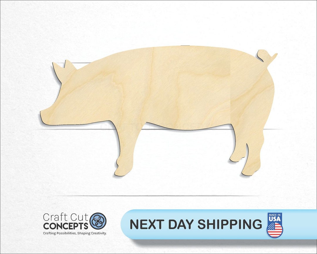 Pig Piglet - Laser Cut Unfinished Wood Cutout Craft Shapes - Etsy