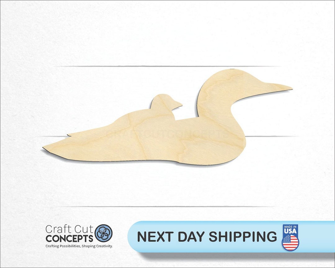 Loon With Baby - Laser Cut Unfinished Wood Cutout Craft Shapes - Etsy