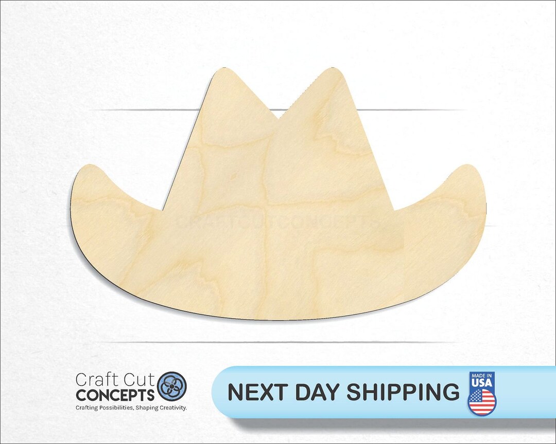 Cowboy Hat Front - Laser Cut Unfinished Wood Cutout Craft Shapes - Etsy