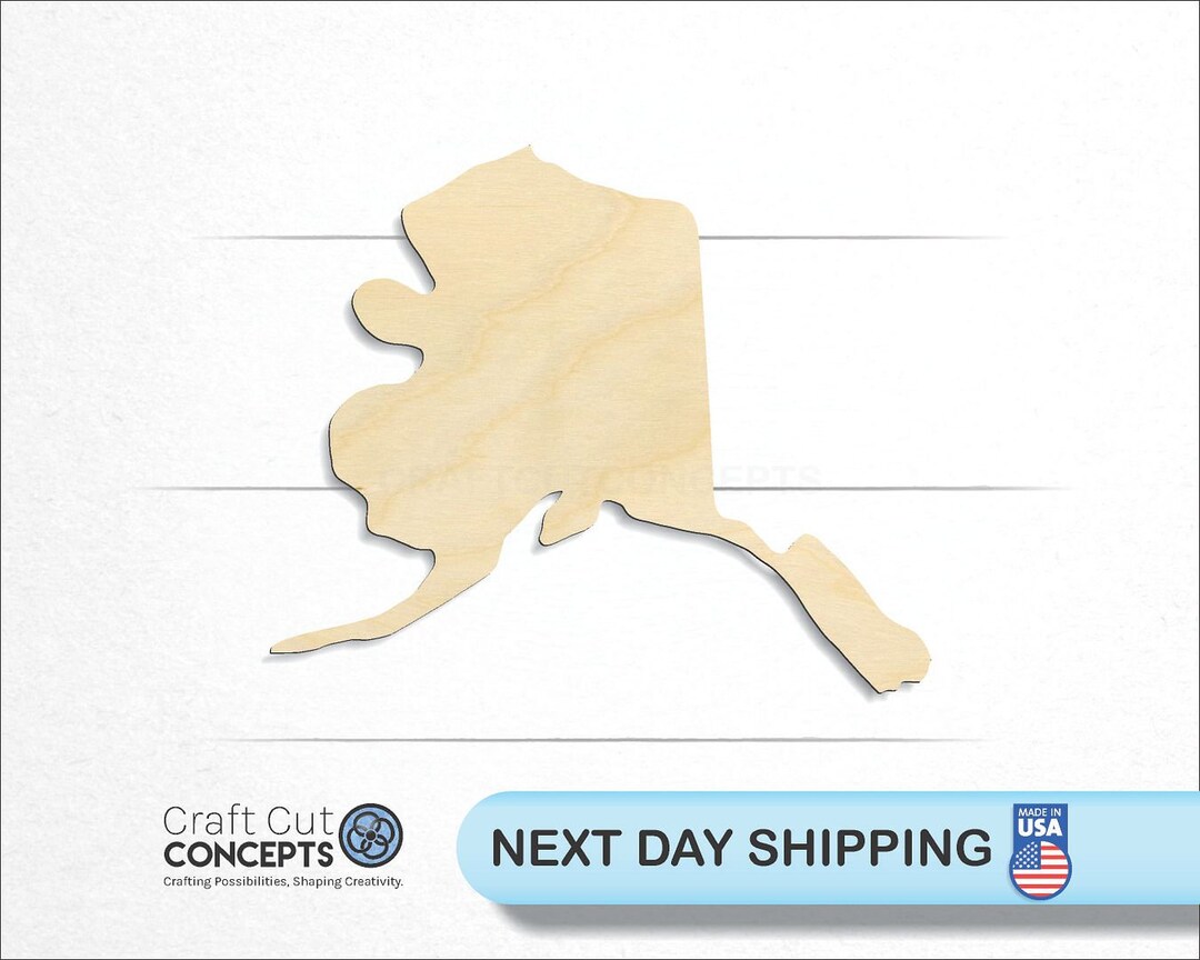 Alaska AK State Crafty - Laser Cut Unfinished Wood Cutout Craft Shapes ...