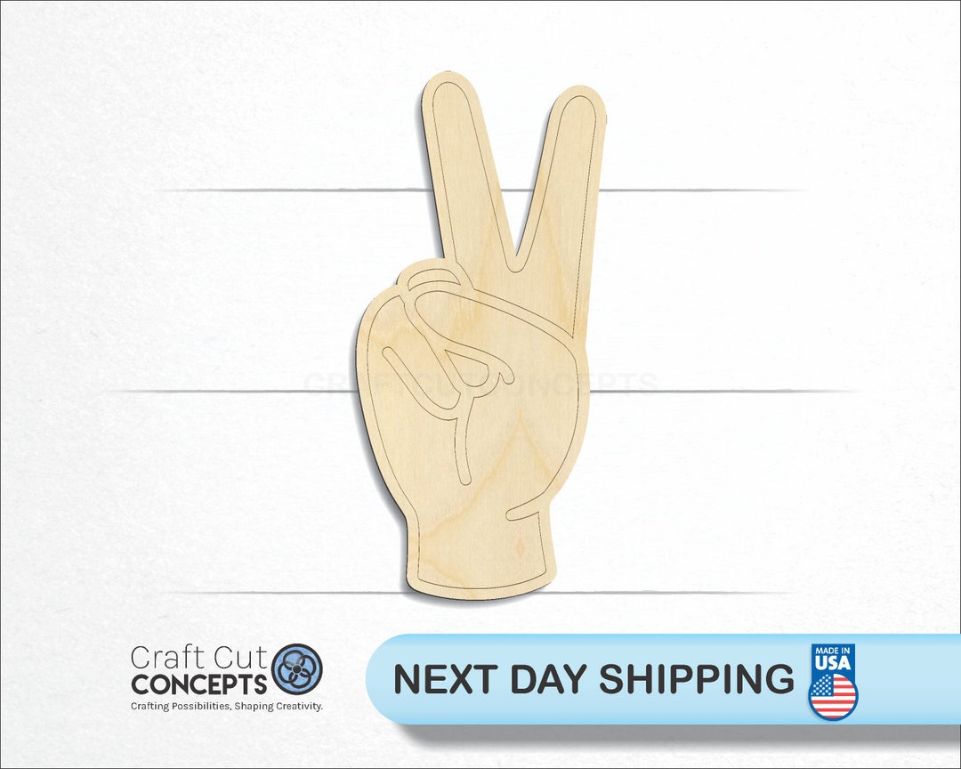 Number 2 Sign Language ASL Cutout - Laser Cut Unfinished Wood Shapes ...