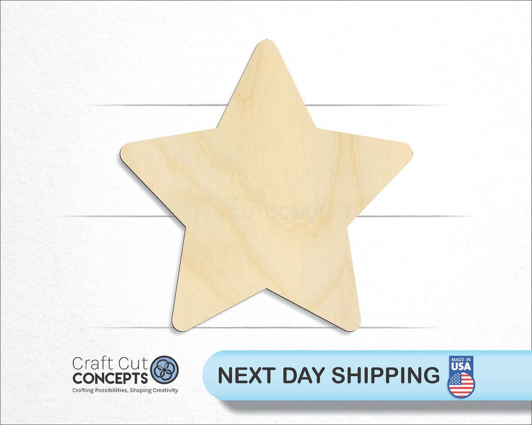 Rounded Star - Laser Cut Unfinished Wood Cutout Craft Shapes - Etsy