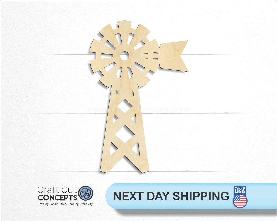 Farm Windmill - Laser Cut Unfinished Wood Cutout Craft Shapes - Etsy