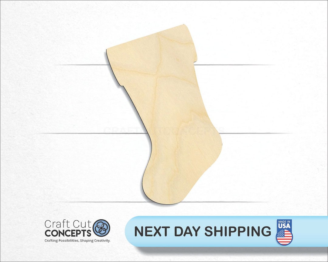 Christmas Stocking - Laser Cut Unfinished Wood Cutout Craft Shapes - Etsy
