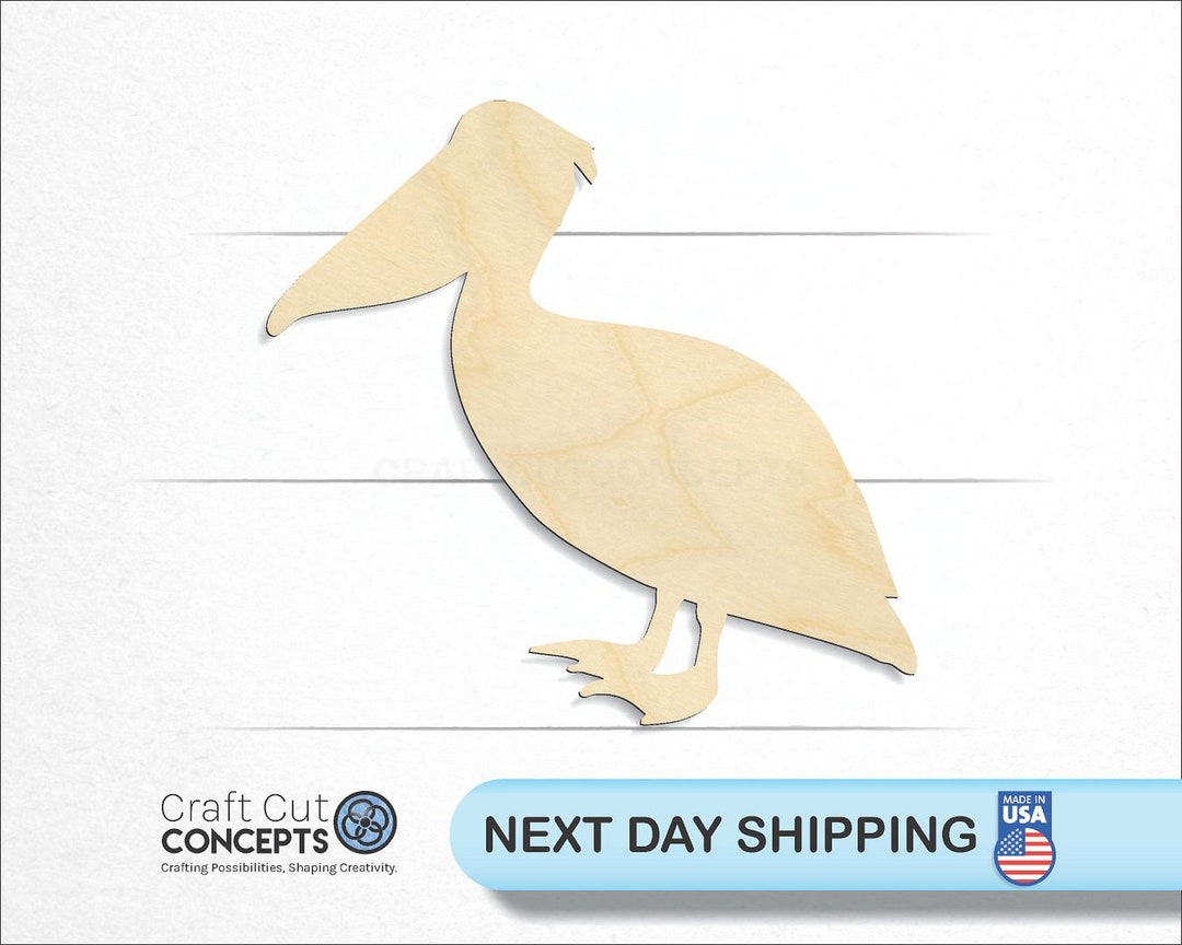 Pelican Sea Bird - Laser Cut Unfinished Wood Cutout Craft Shapes - Etsy