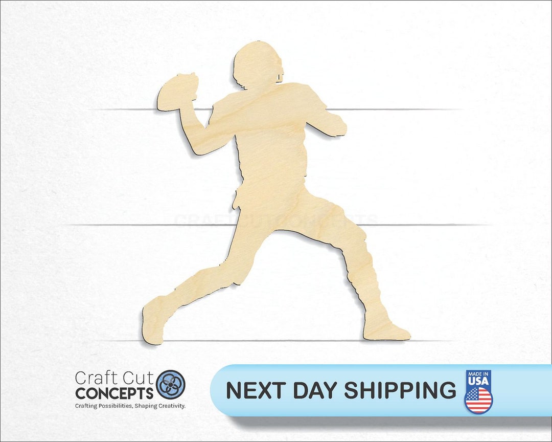 Throwing Quarterback Player Silhouette - Laser Cut Unfinished Wood ...
