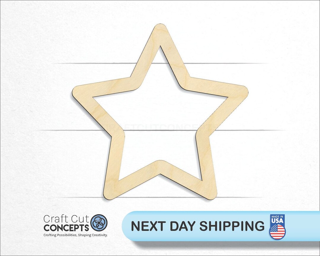 Star Frame Outline - Laser Cut Unfinished Wood Cutout Craft Shapes - Etsy