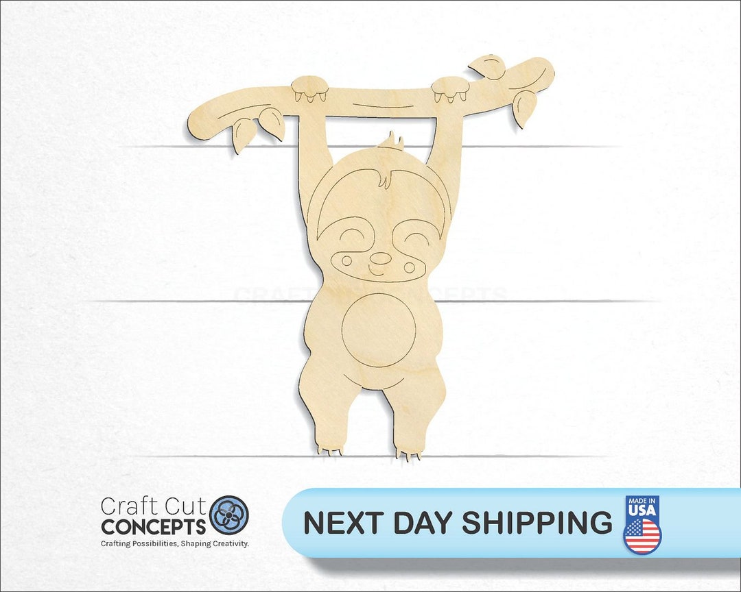 Sloth Shape Paint by Line - Laser Cut Unfinished Wood Cutout Craft ...