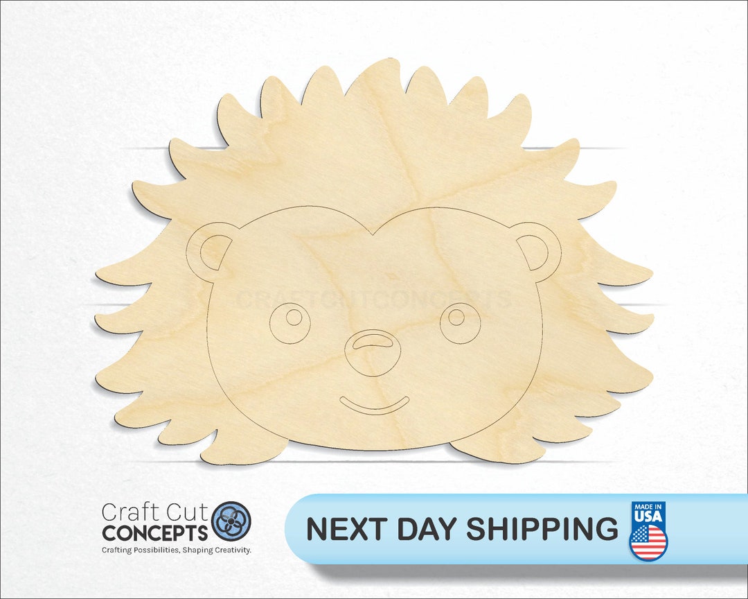 Cute Baby Hedgehog Head - Laser Cut Unfinished Wood Cutout Craft Shapes ...